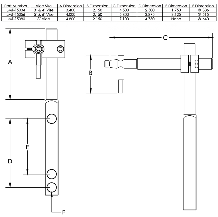 Universal Vise Work Stop, 8" Vise. JOES Machine Tools